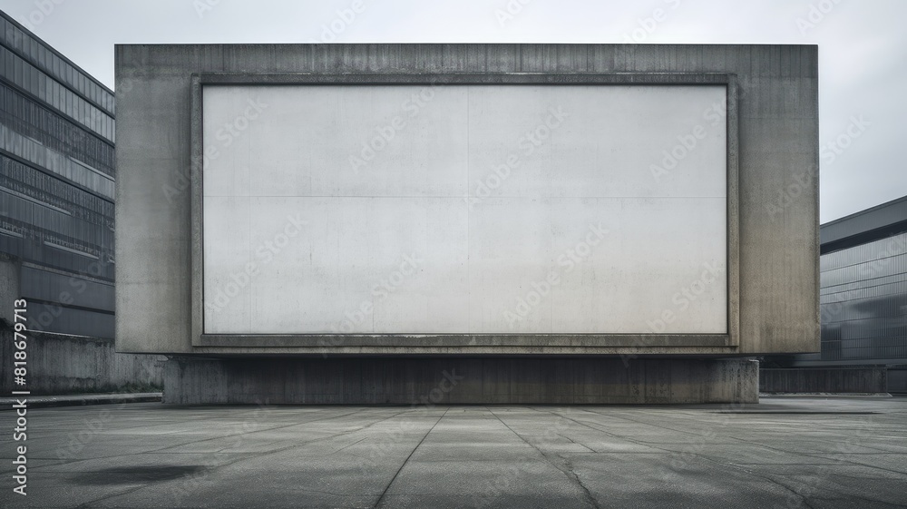 Urban billboard mockup mounted on a concrete wall in a city environment ...
