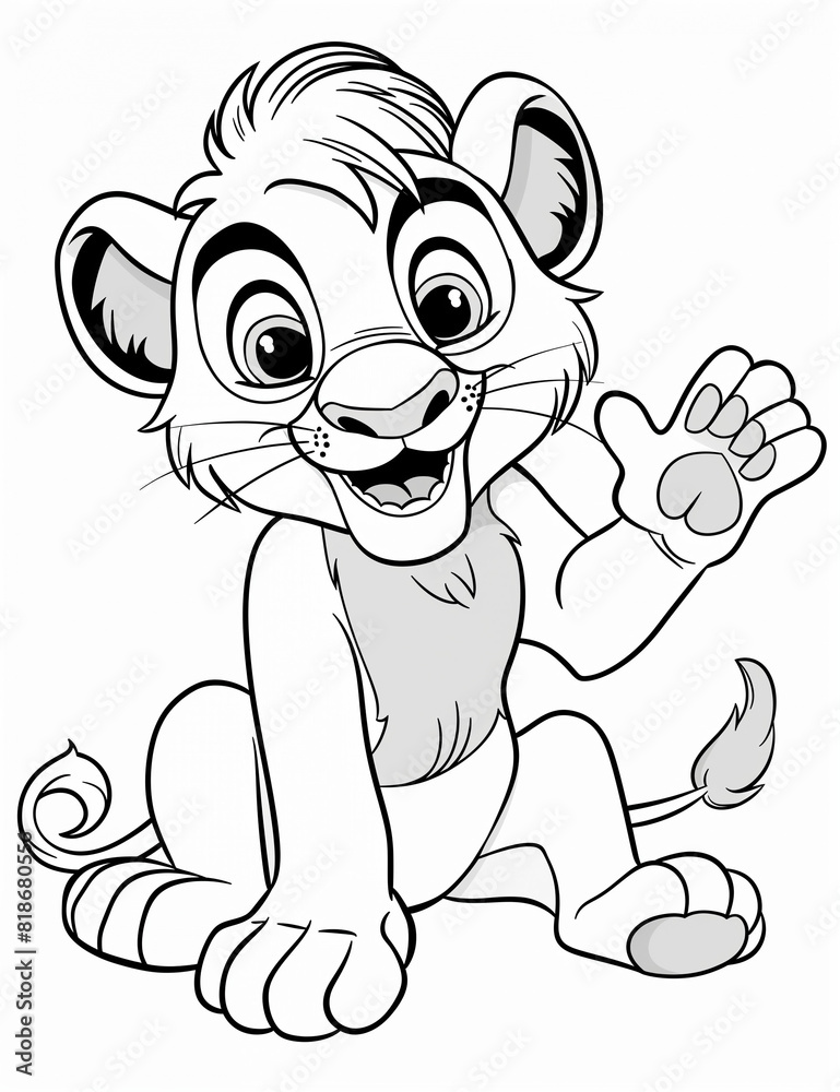 Coloring book page designed for children, featuring a happy cartoon ...