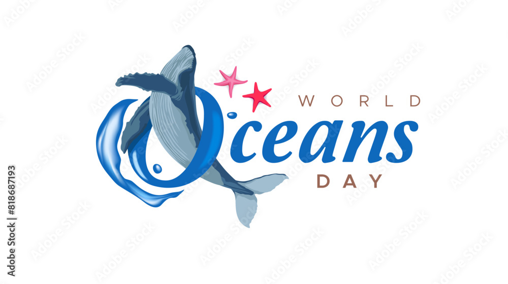 World Oceans Day Celebration Template Design Happy World Oceans Day