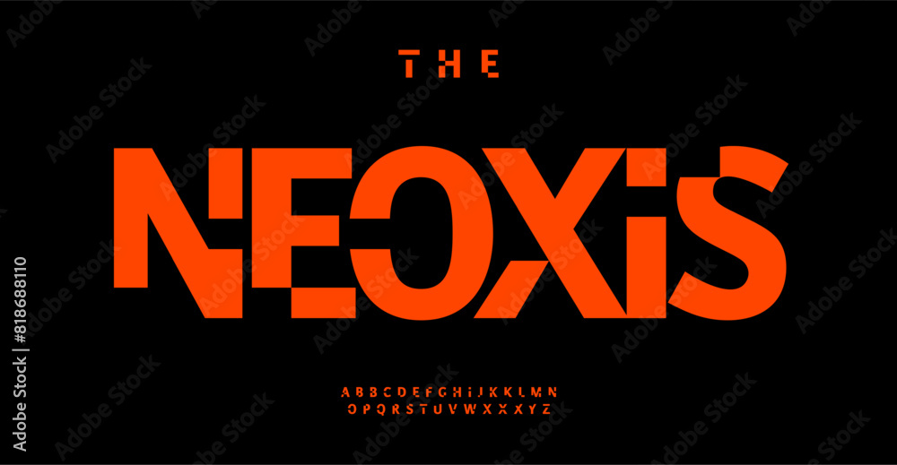 Neo futuristic geometric alphabet, minimalist block font with cutout ...