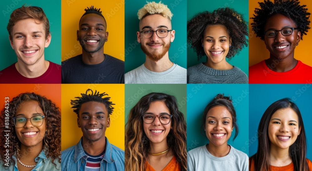 A collage of diverse portraits representing different ethnicities and ...