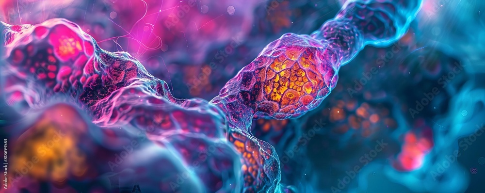 Microscope View of Genetically Modified Cells A microscopic image ...