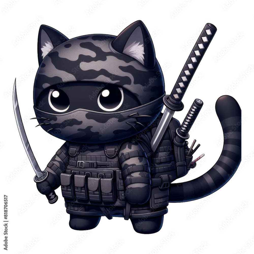 black cat ninja Stock Illustration | Adobe Stock