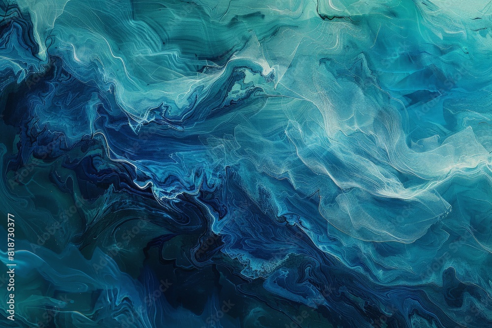 Ocean Depths Depict an abstract underwater scene using shades of blue ...