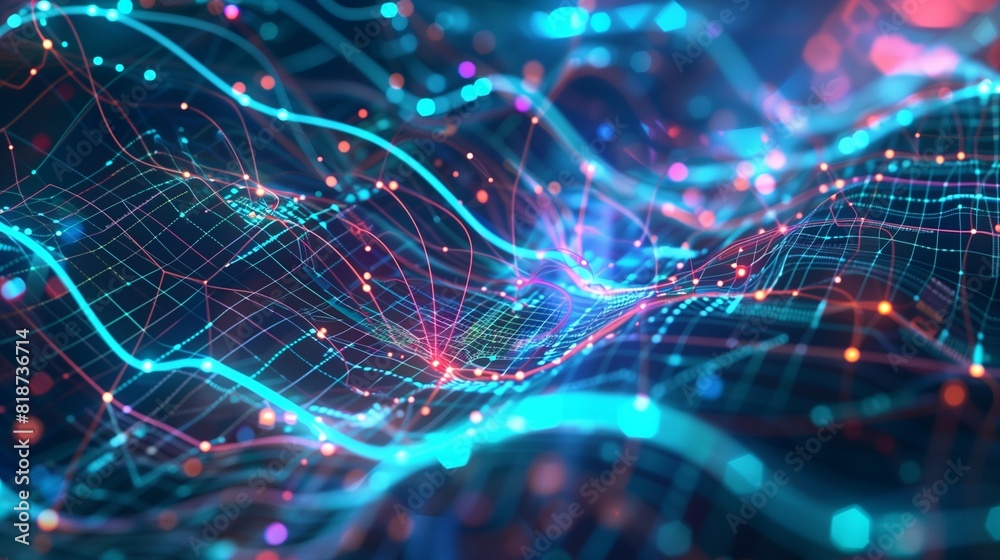 Neural Network Data Flow and Digital Patterns: An intricate background showcasing neural network ...