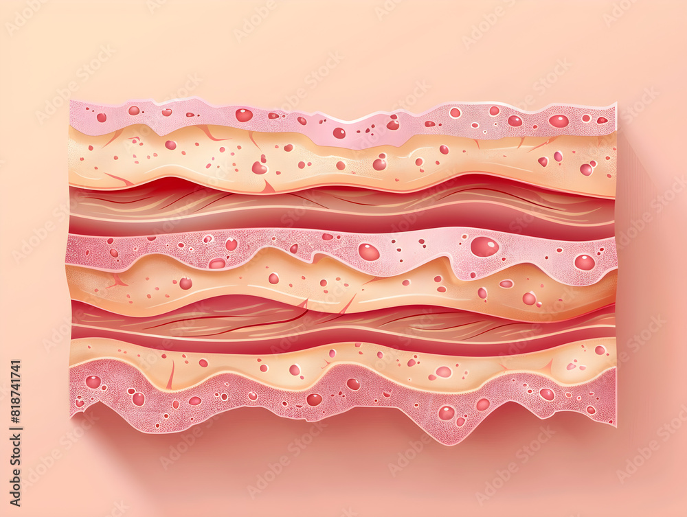 Detailed Cross-Section Illustration of Human Skin Layers with Textures ...