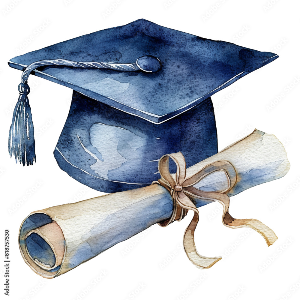 Graduation Watercolor Clipart Set, A watercolor clipart set featuring ...