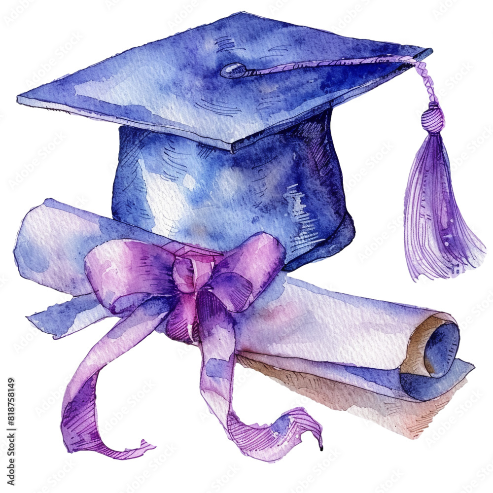 Graduation Watercolor Clipart Set, A watercolor clipart set featuring ...