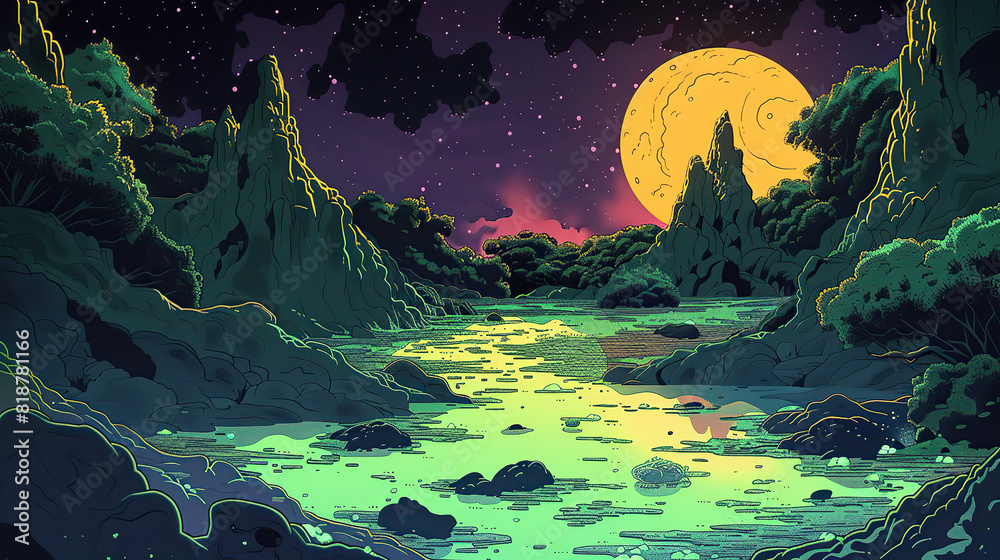 comic landscapes, horror landscapes, crypt tales, eerie scenery, spooky ...