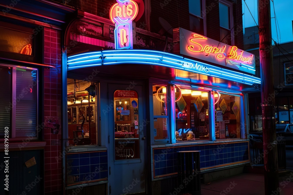 diner vintage neon lights sign retro nostalgia americana restaurant ...