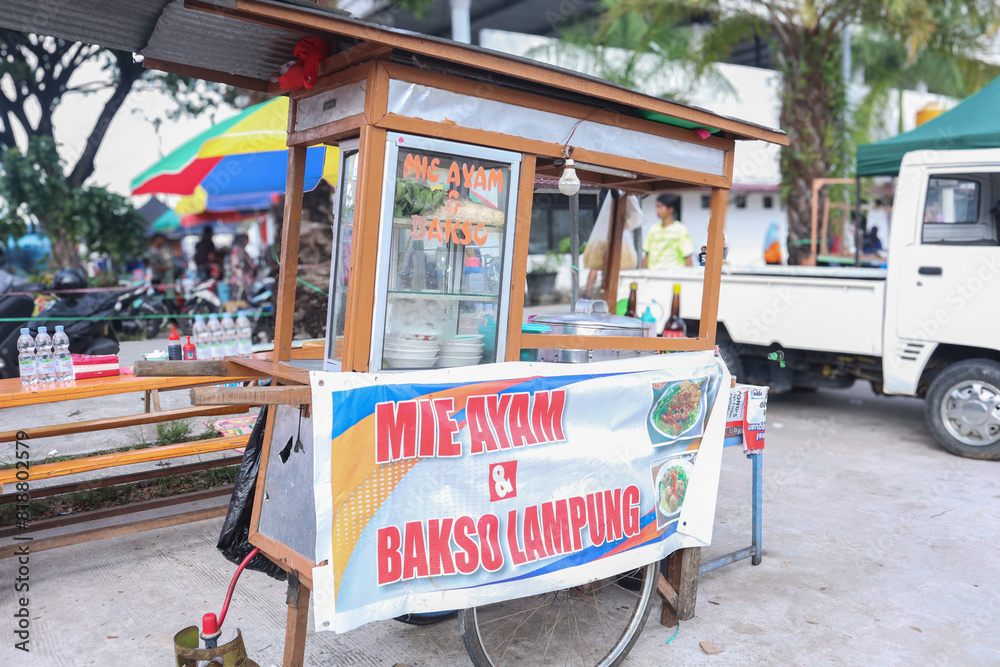 mobile meatball food vendor cart. small business concept. gerobak bakso ...