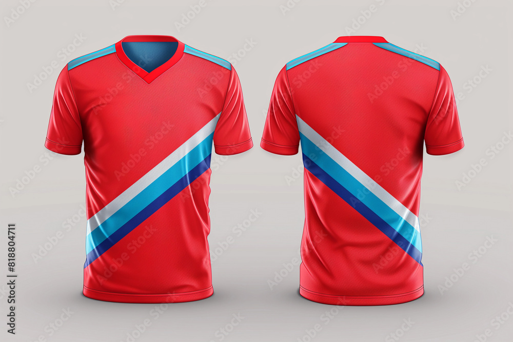 red jersey template for team club, jersey sport, front and back, Tshirt ...