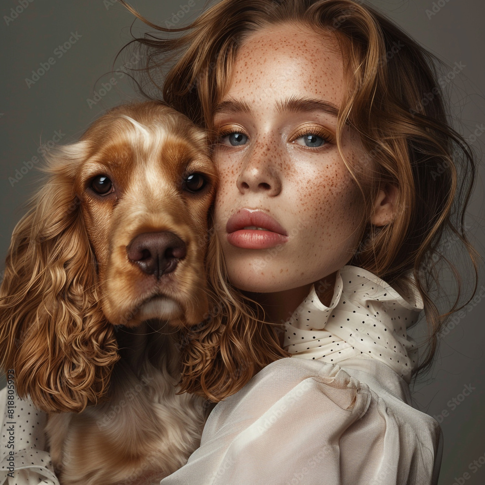 La modelo española sostiene con ternura un adorable cachorro de cocker ...