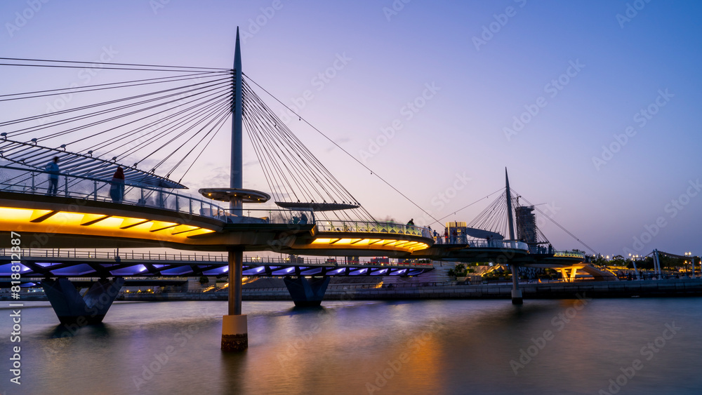 Lusail Pedestrian Bridge at Qetaifan Island of lusail city. Stock Photo ...
