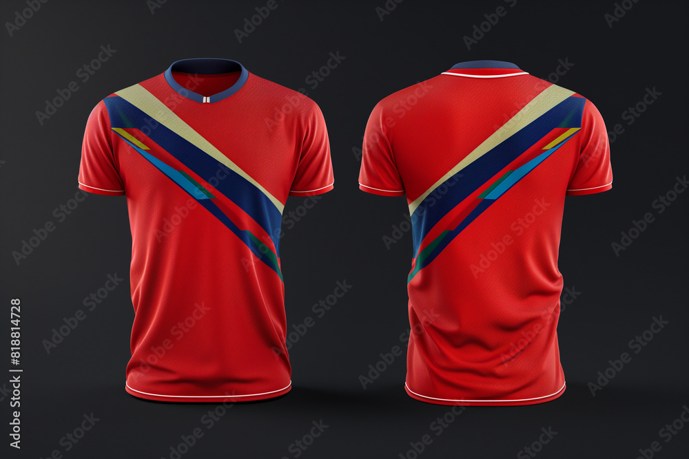 red jersey template for team club, jersey sport, front and back, Tshirt ...