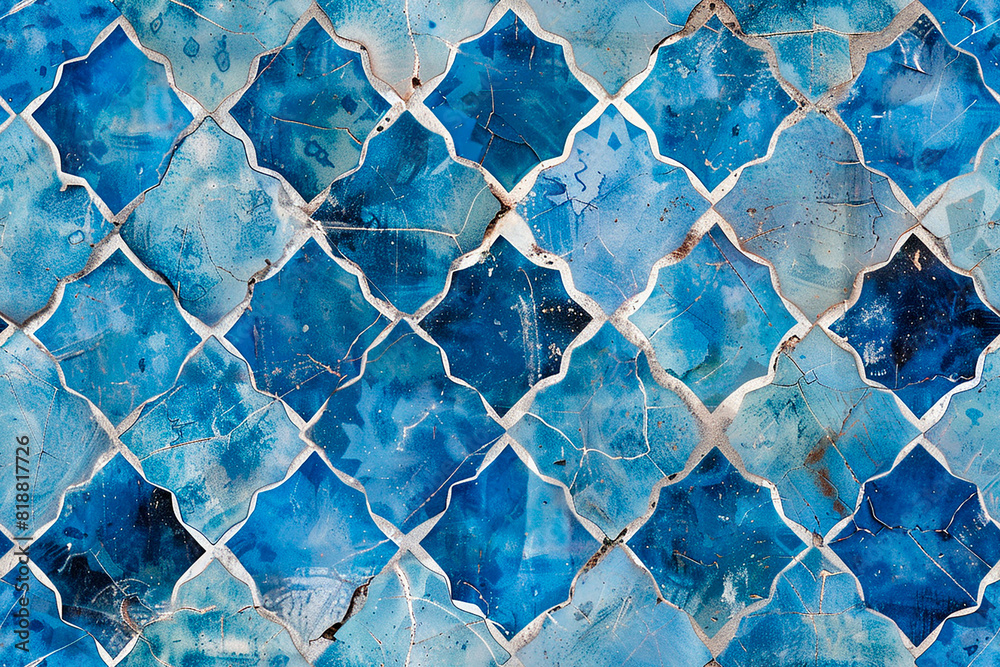 Blue mosaic tile pattern, creating a seamless, artistic design perfect ...
