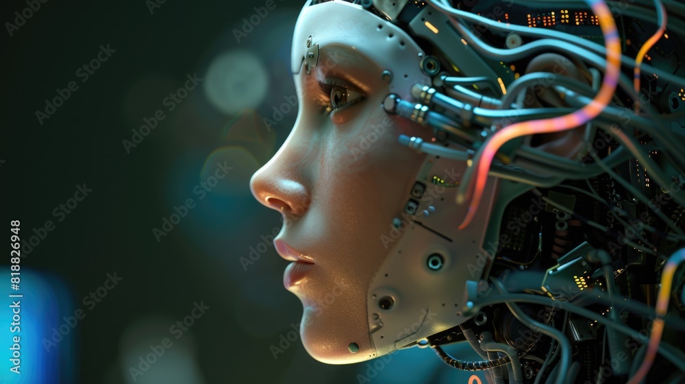 Artificial General Intelligence AI of Woman female humanoid robot human ...