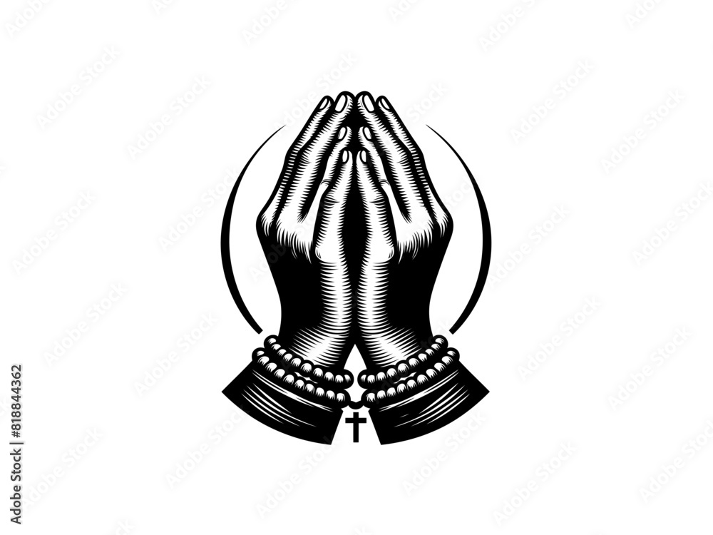 Spiritual Serenity: Praying Hands Vector Illustration for Reverent ...