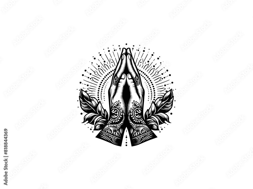 Spiritual Serenity: Praying Hands Vector Illustration for Reverent ...