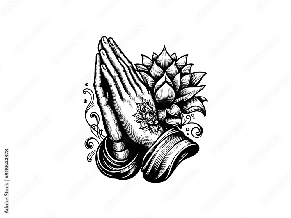 Spiritual Serenity: Praying Hands Vector Illustration for Reverent ...