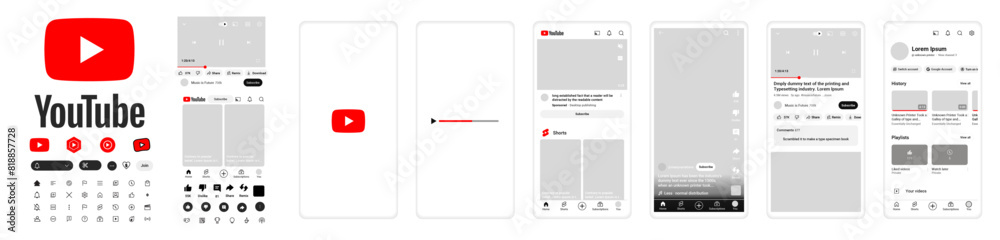 YouTube Mobile App Interface Template, Youtuber Pages Template. 2024 ...