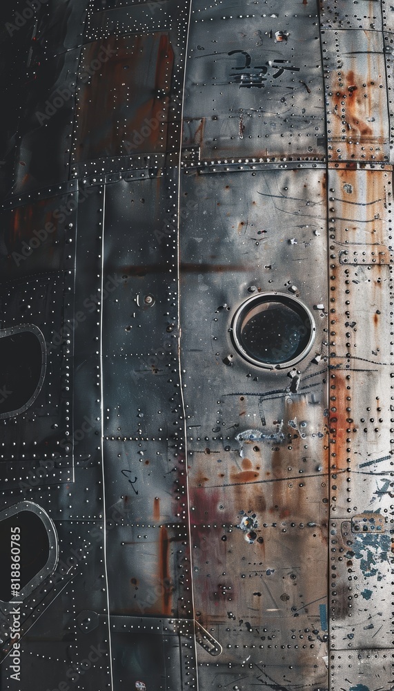 Detailed Vertical Banner Showing the Texture of Cargo Plane's Exterior ...