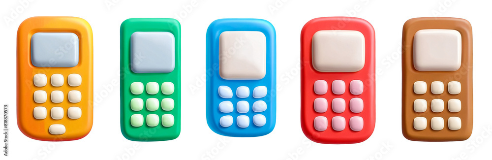 old mobile phone icon set. 3d keypad phone collection. simple cartoon ...