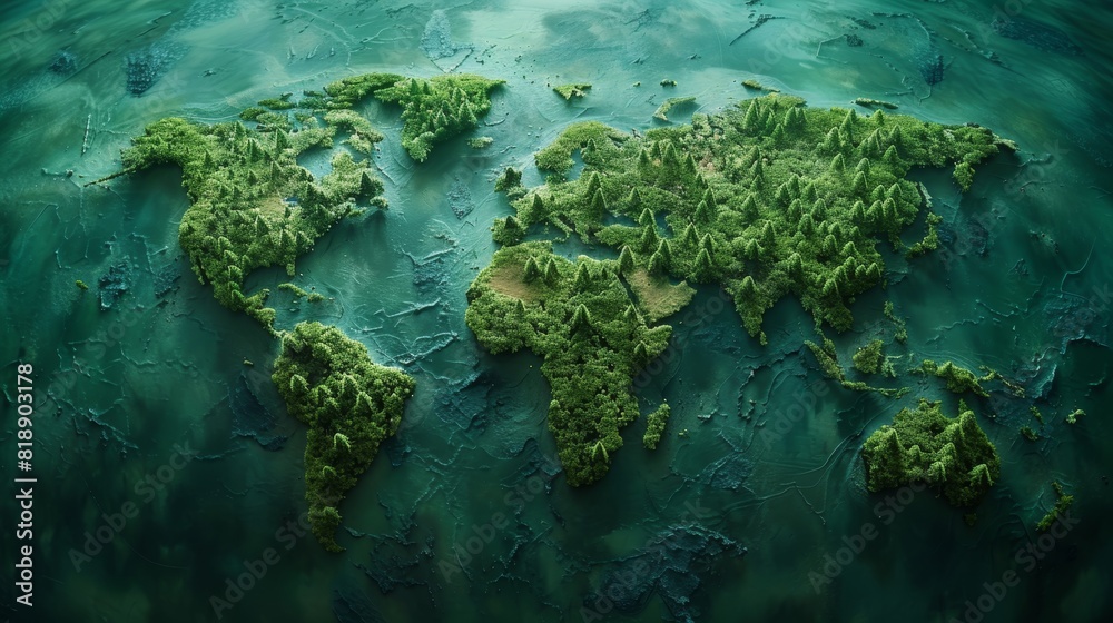 World Environment Day. Aerial top view green forest with globe earth ...