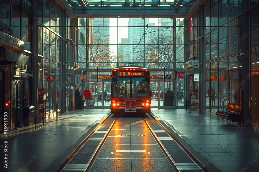 City Public Transit Bus Terminal A bus terminal in the city, serving as ...