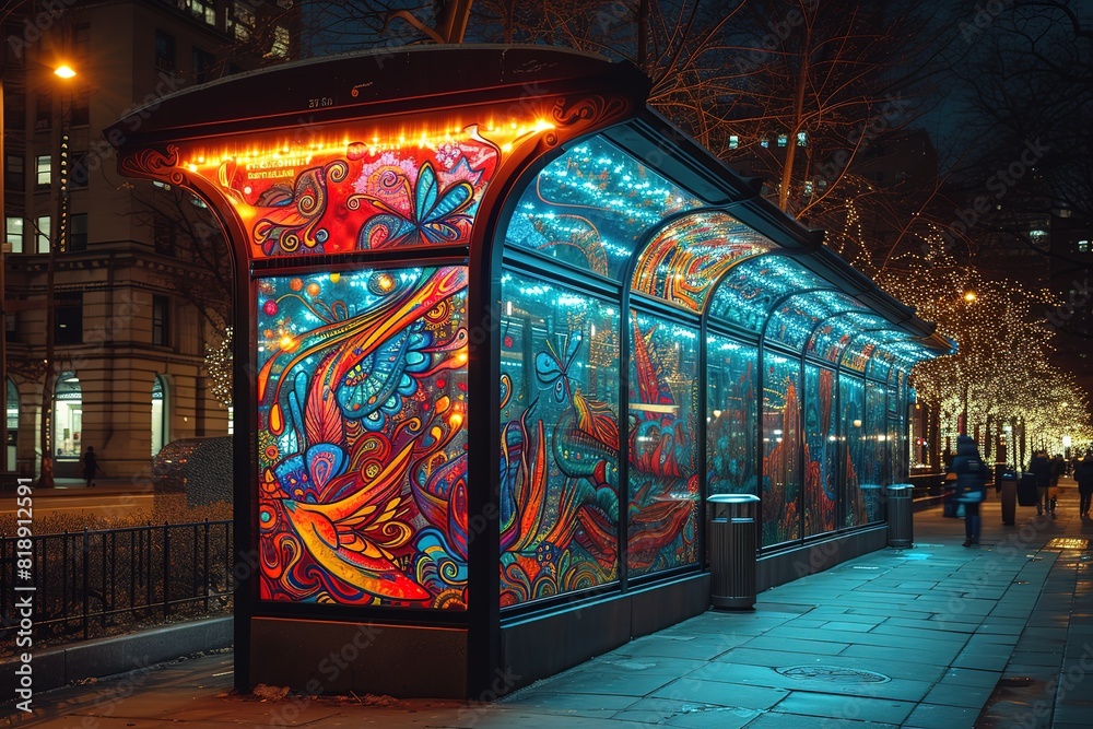 Foto de City Street Art Bus Stop A bus stop creatively enhanced with ...