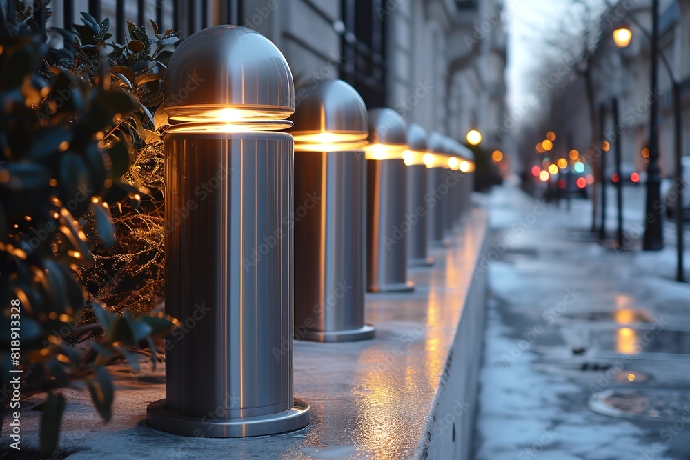 City Street Safety Bollards Safety bollards along city streets ...