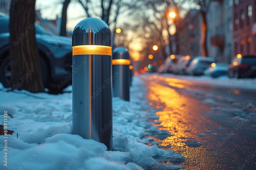 City Street Safety Bollards Safety bollards along city streets ...
