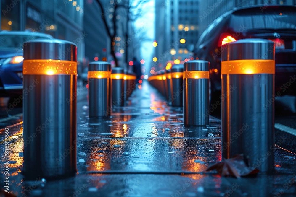City Street Safety Bollards Safety bollards along city streets ...