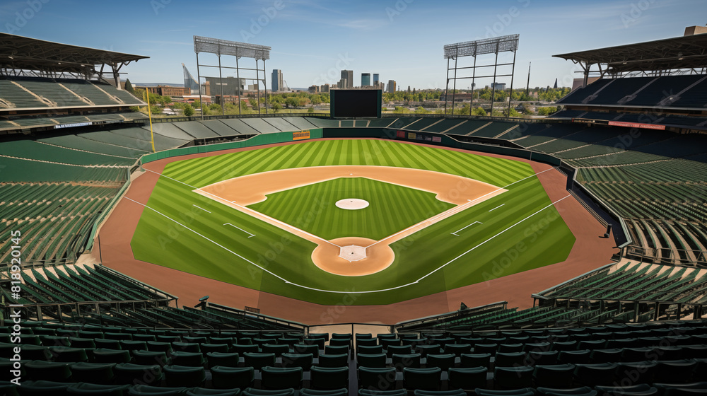 Baseball Stadium with Perfectly Manicured Field Stock Illustration ...