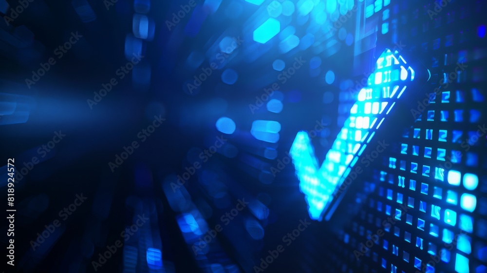 Digital blue checkmark symbolizing approval and success, with a ...