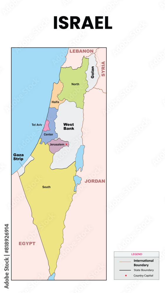 Israel Map. State and district map of Israel. Political map of Israel ...