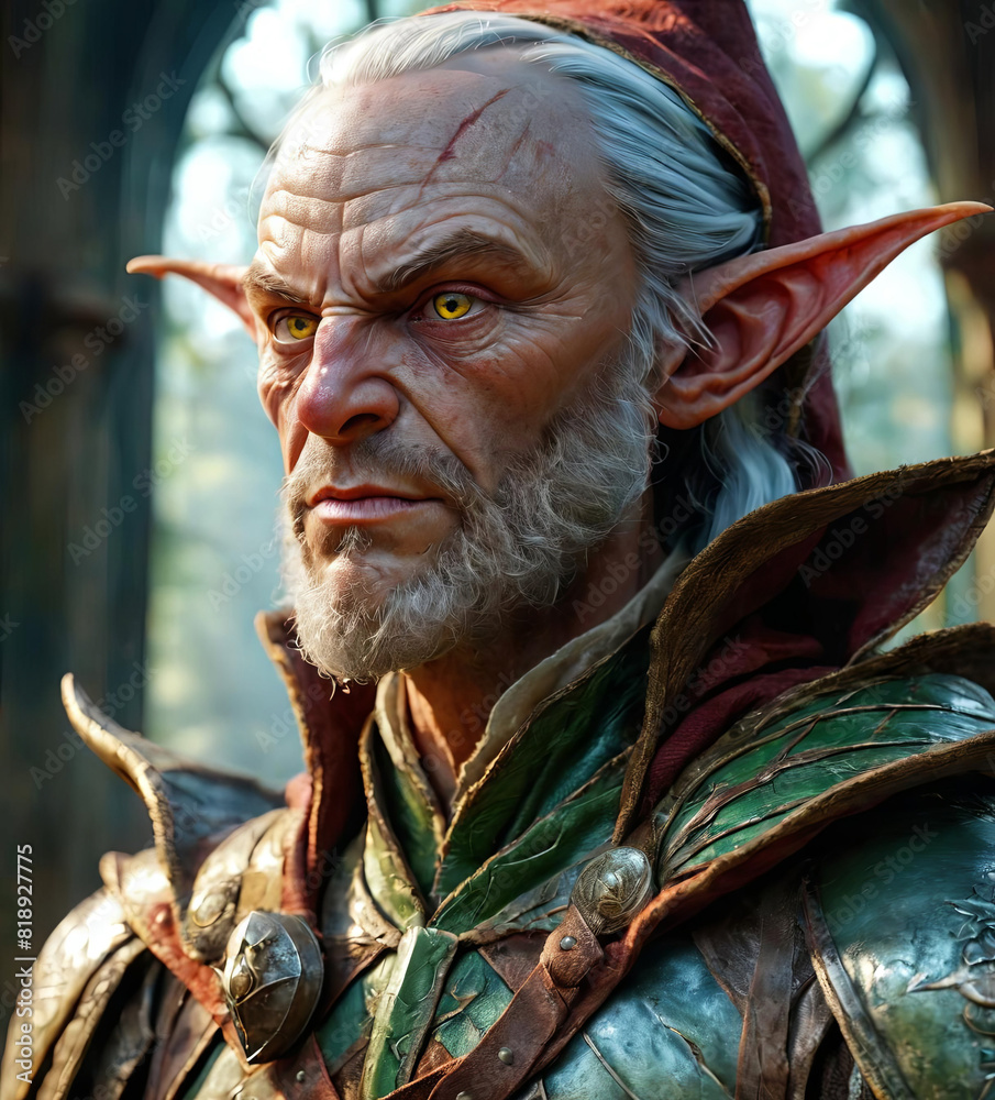 Dynamic Action Portrait of Half-Elf Ranger in Vintage Style Gen AI ...