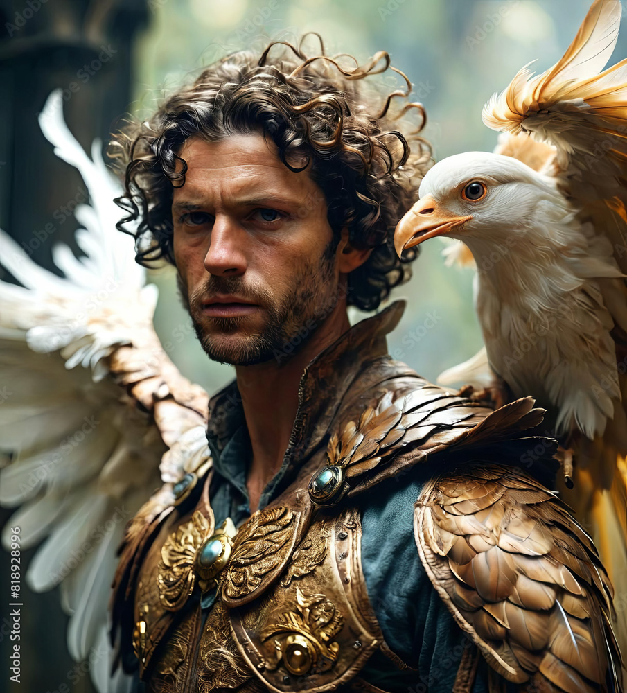 Vintage-Inspired Sorcerer Aarakocra Portrait on Dynamic Background Gen ...