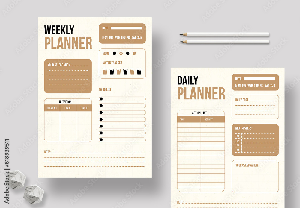 Daily or Weekly Planner Layout Stock Template | Adobe Stock