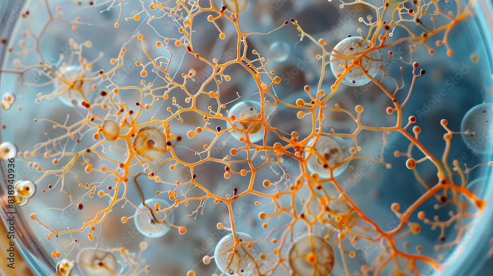 mesmerizing fungal network vibrant hyphae display in petri dish ...