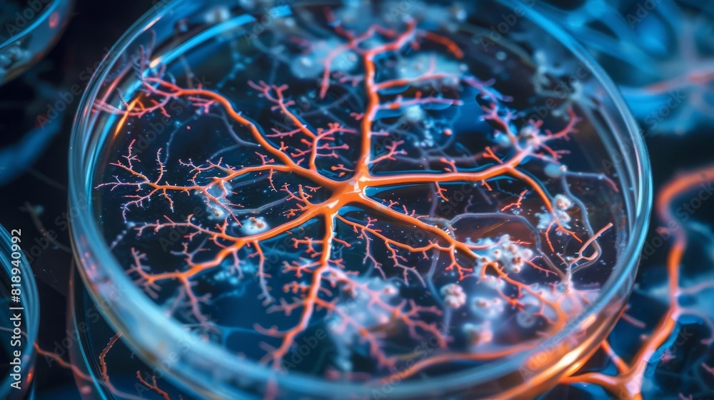 mesmerizing fungal network vibrant hyphae display in petri dish ...
