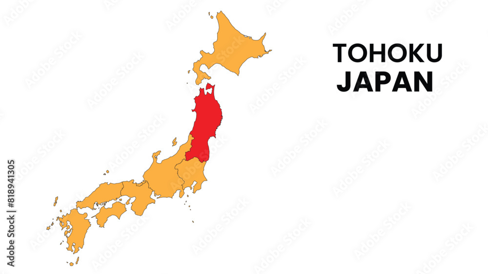 Tohoku Map in Japan. Vector Map of Japan. map of the provinces of Japan ...
