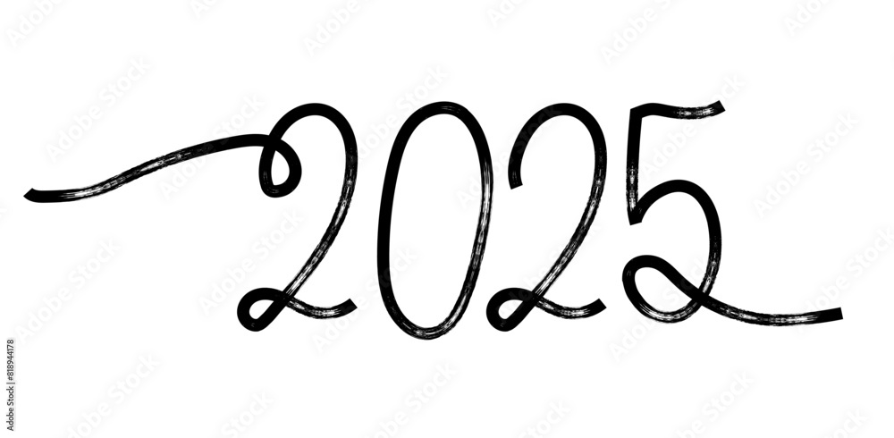 2025 handwritten text. Typography vector design for Happy New Year ...