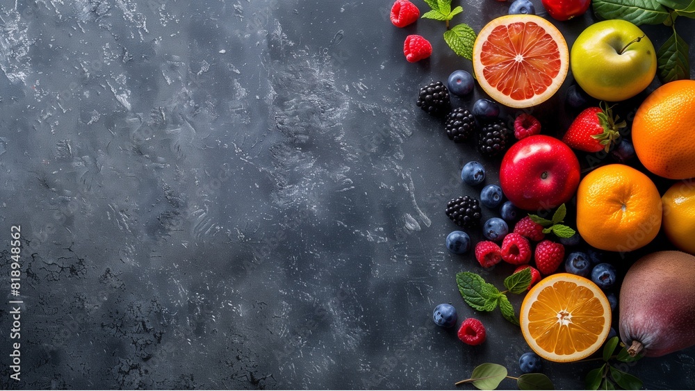 Fresh fruit background with text free space. with high resolution ...