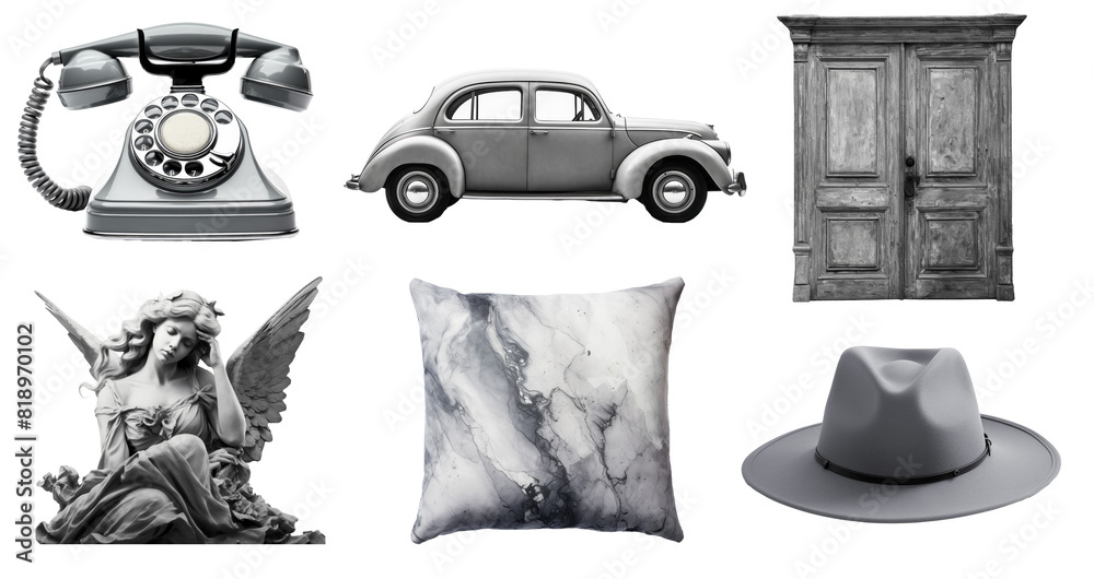 Set of grey colors objects on png background. Ideal set for design and ...