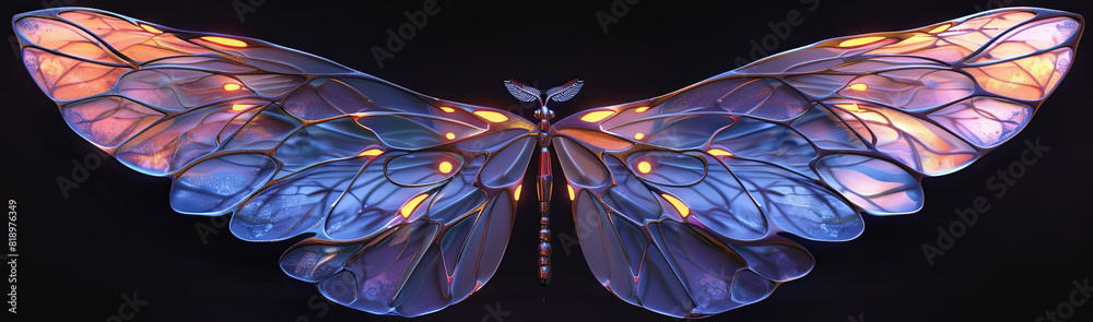 Fairy wings, side view, Symbolizes mythical creatures, robotic tone ...