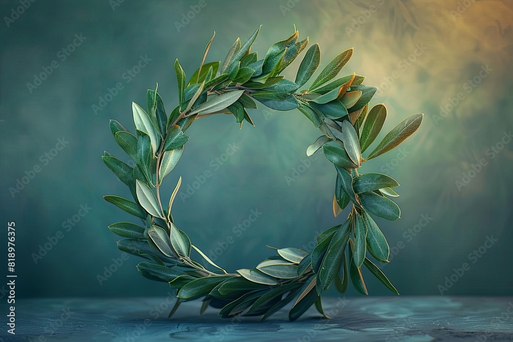 Greek olive wreath, side view, Symbolizes peace and victory in Greek ...