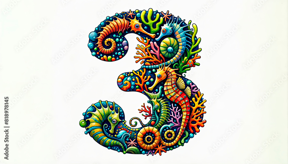 number 3 design is inspired by marine life. It features colorful ...