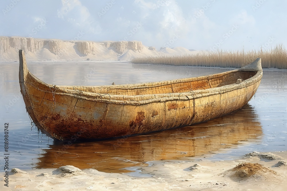 Ancient Egyptian Reed Boat An illustration or depiction of an ancient ...