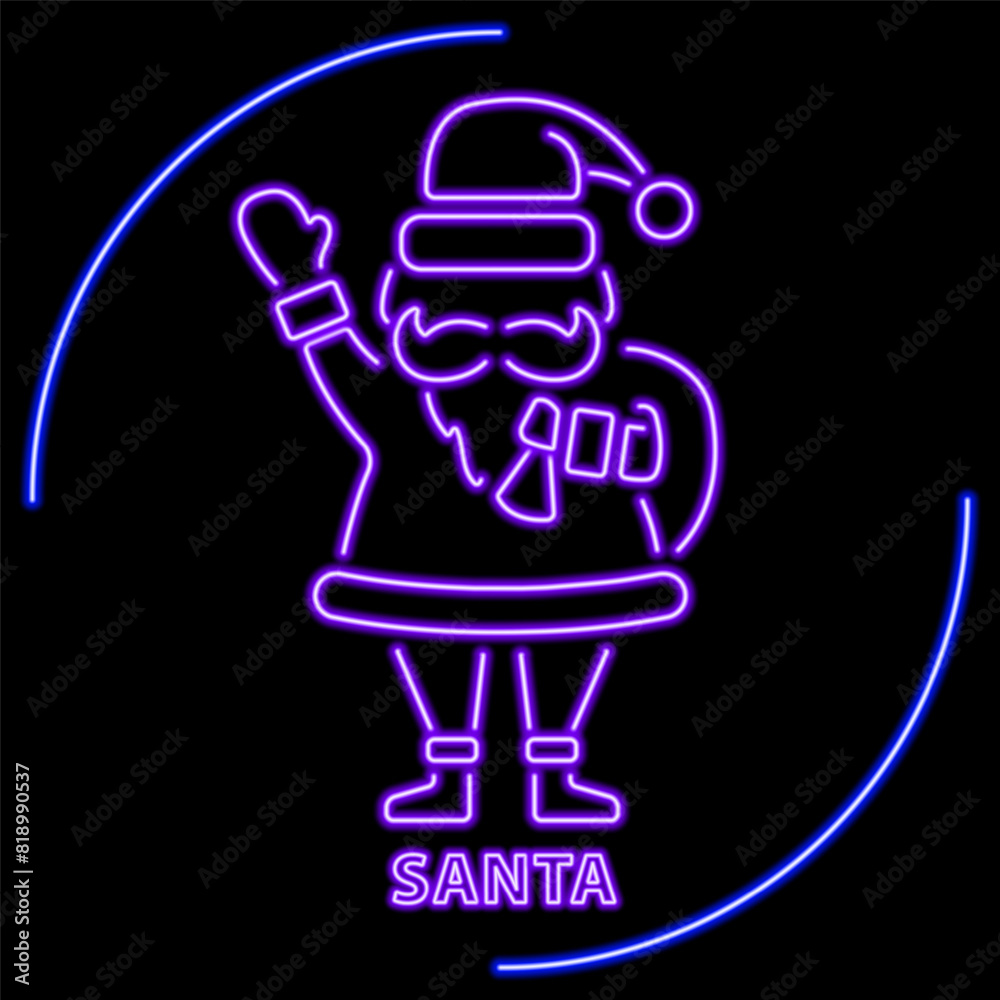 santa neon sign, modern glowing banner design, colorful modern design ...